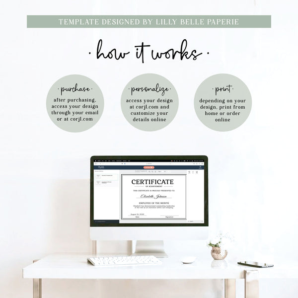 Editable Pom Pom Certificate Template - LillyBellePaperie