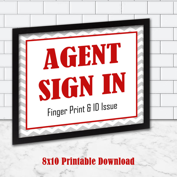 Red Sign In Sheet - Entrance Sign Poster - Spy/Secret Agent Birthday ...