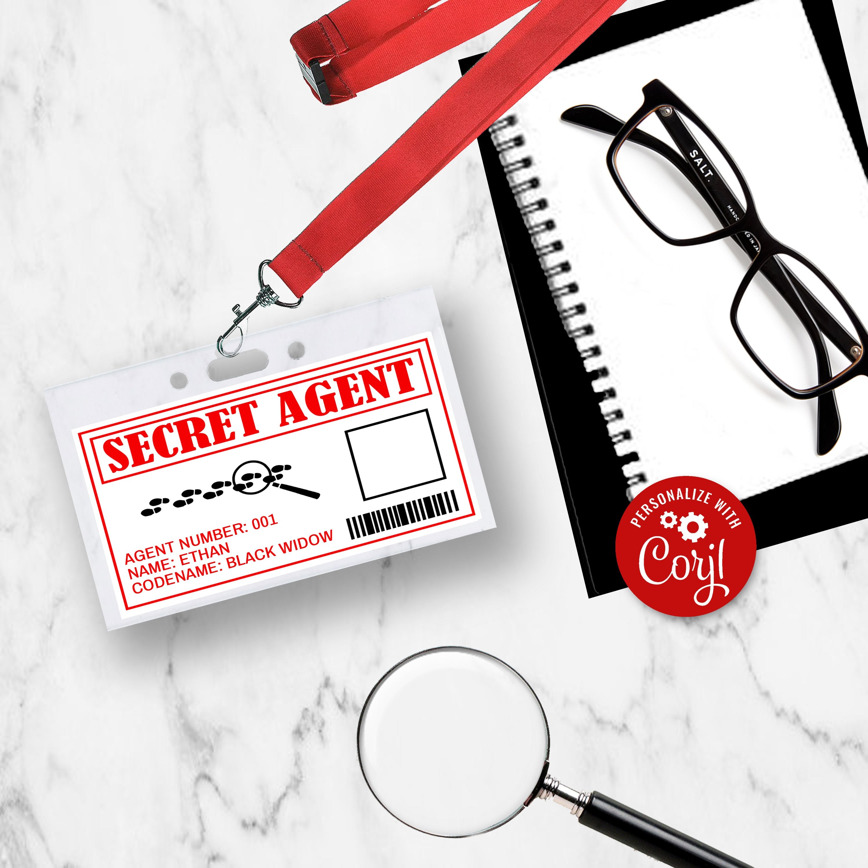 Spy Secret Agent ID Badge - Top Secret Badge - Secret Agent ID Card ...