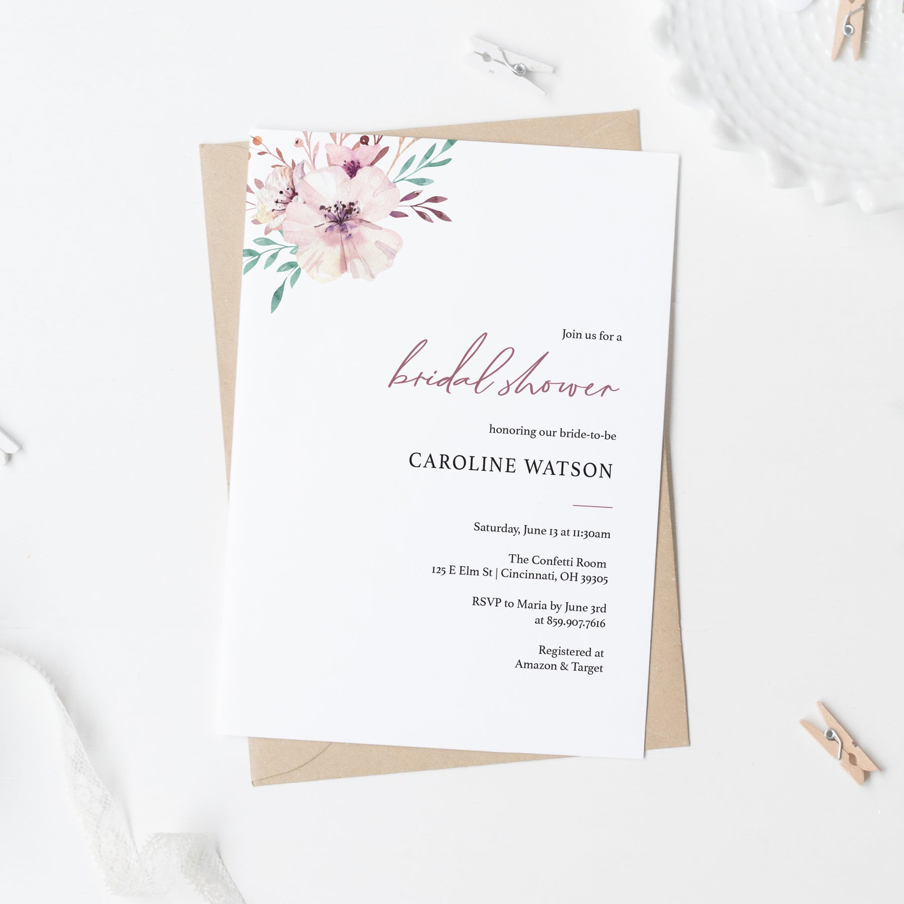 Custom Bridal Shower Wedding Stationery - LillyBellePaperie
