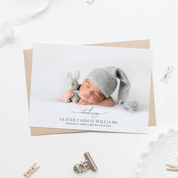 Custom Newborn Birth Announcement Cards - Baby Boy Stationery ...